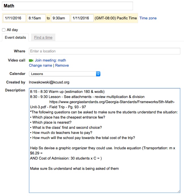 Lesson Plans & Google Calendar – Nowa Techie